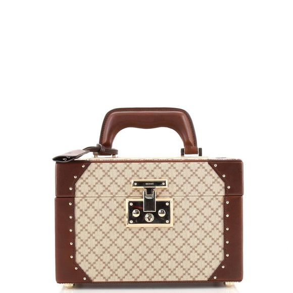 Gucci | Jewelry | Gucci Watch Case Diamante Canvas And Leather Brown ...